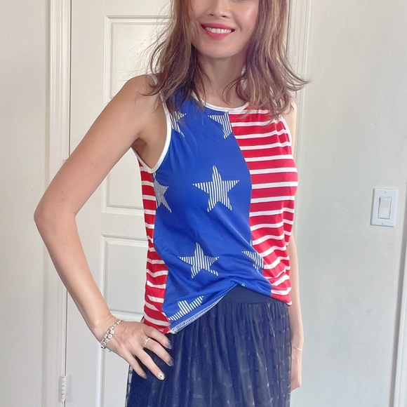 Tops | Stars Stripes Print Festive Tank Top | Poshmark